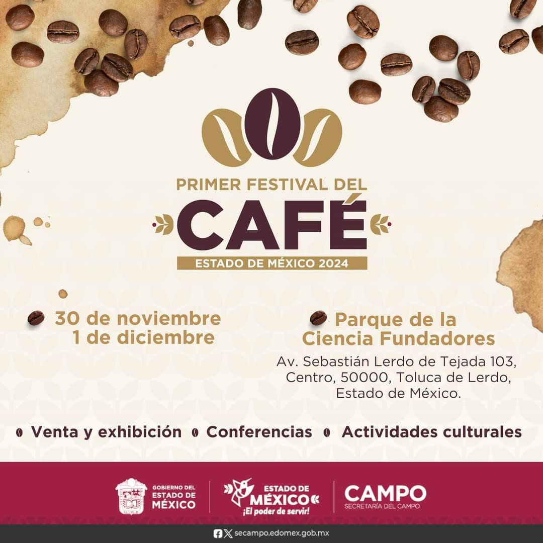 Llega festival del café al Parque Fundadores en Toluca